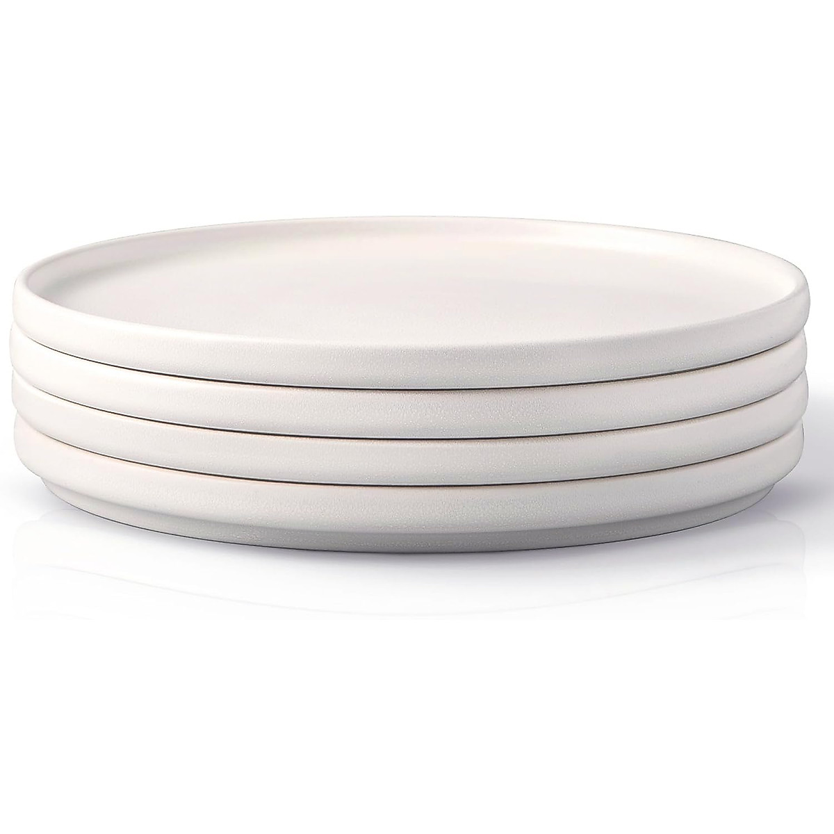 AmorArc Stoneware Dinner Plates Set of 4, 10.5 Inch Reactive Matte Glaze Ceramic Plates Set, Modern Dinnerware Dish set for Kitchen, Microwave, Dishwasher Safe, Scratch Resistant - Matte White