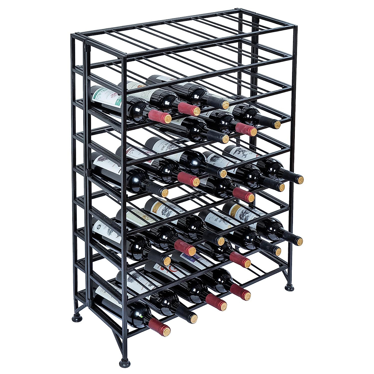 MyGift Black Metal Wine Rack Freestanding Floor Stand, 9 Tier Beverage Bottle Storage Shelf - Holds up to 54 Bottles