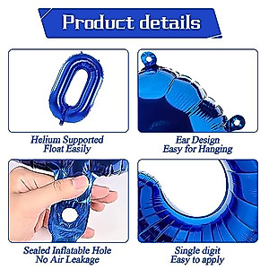 Navy Blue Number 30 Balloons 40Inch Huge Royal Blue Number Balloon Jumbo Digital Balloons Foil Giant Dark Blue Number Helium Balloons for Kids Adults 30th Birthday Party Supplies Decorations