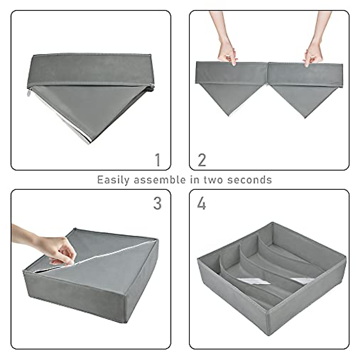 2 Pack Bra Storage Organizers for Dresser Drawers, Fabric Foldable underwear Storage, Washable Lingerie Organizers, Grey¡­