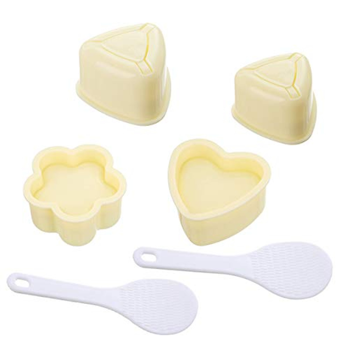 Triangle Sushi Mold,Heart-shaped Sushi Mold, Plum Blossom Sushi Mold Form Sushi Mold Onigiri Rice Mold DIY Tool, Yellow(6pcs)