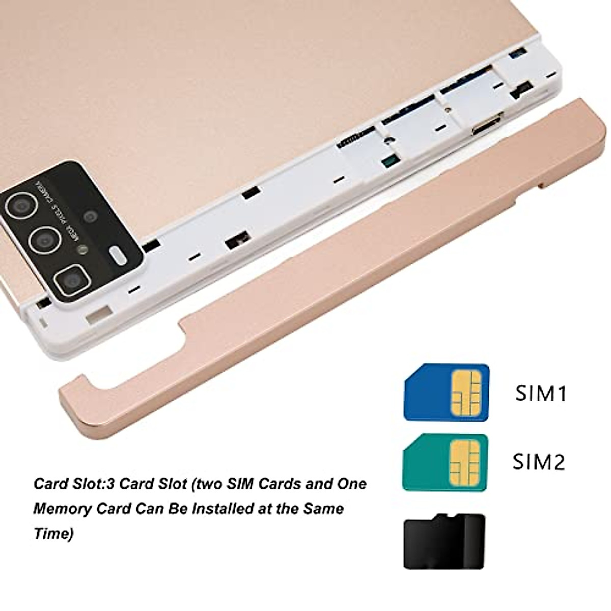 10.1in Tablet PC,Gold,2.4G 5G WiFi,USB C Rechargeable,6GB RAM 128GB ROM,2560x1600 HD,5MP 8MP Camera,Octa Core CPU,5000mAh Tablet for Android11