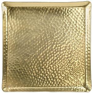 Red Co. 11.25 inch Square Large Gilded Aluminum Hammered Decorative Serving Tray