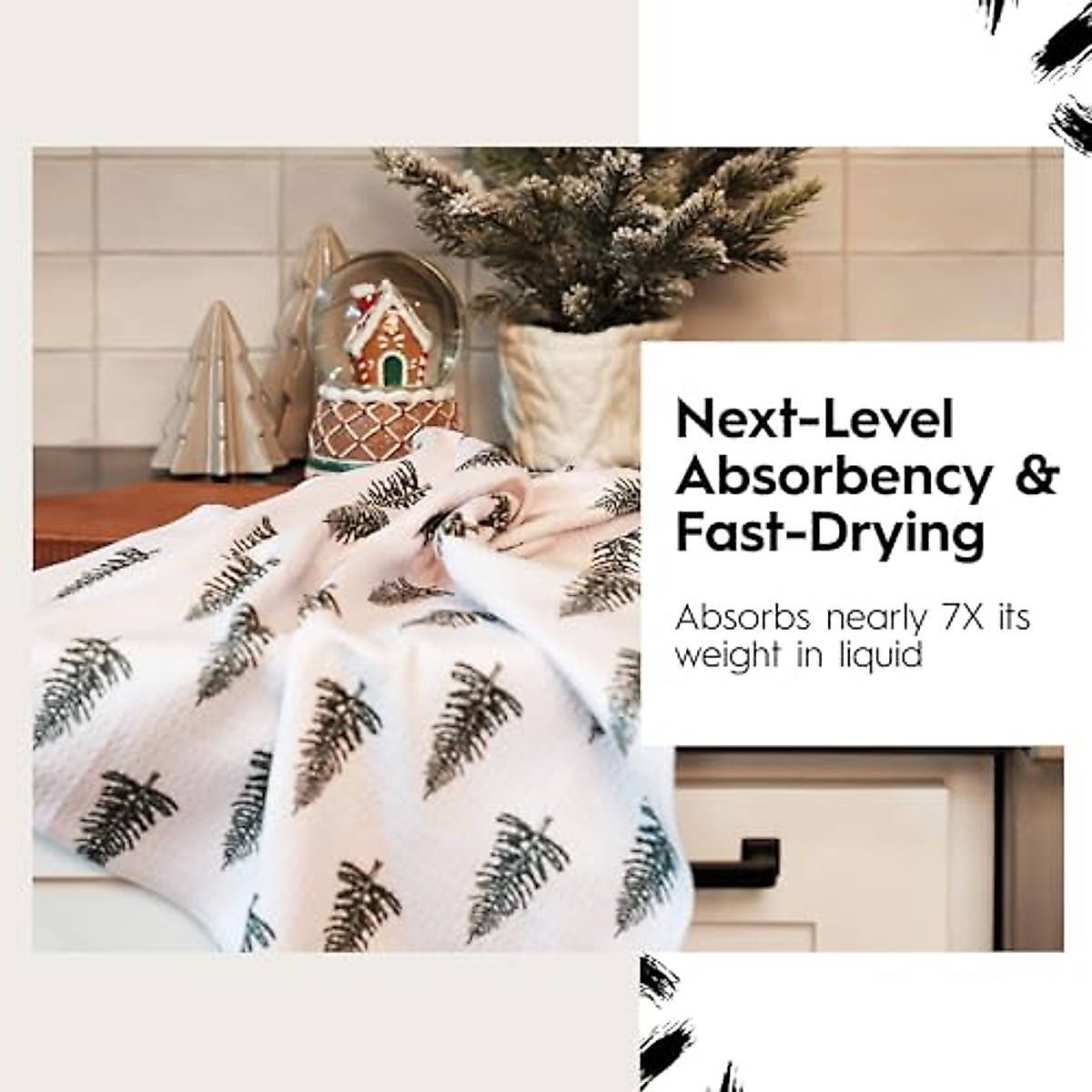 GEOMETRY Christmas Kitchen Towels - Quick Dry Microfiber Cloth Dish Towels for Kitchen Drying - Premium Quick Dry Towel (Classy Christmas, 1 Pack)