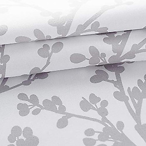 DriftAway Sarah Floral Tree Branch Pattern Blackout Thermal Insulated Window Curtain Grommet 2 Layers 2 Panels 52 Inch by 84 Inch Gray