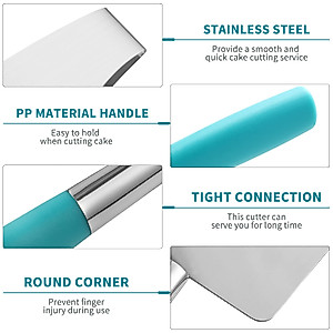 DOITOOL 2pcs Cake Slicer Cutters, Stainless Steel Cake Slicer cutter,metal cutter Pie Knife Cake Lifter Tools Professional Pastries Divider for Cakes Pie Desserts Pizza (Random Color Blue Or Pink)