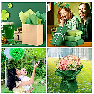 Bouiexye 60 Sheets Green Tissue Paper Multicolor Tissue Paper Bulk Gift Wrapping for DIY Art Craft Floral Birthday Baby Shower Party Festival