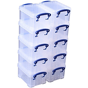 Really Useful Plastic Storage Box 0.3 Litre Clear (Pack of 10)