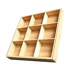 DOITOOL Wooden Dried Fruit Box Jiugongge Multifunction Snack Storage Container Sectional Tray Serving Dish Platter for Wedding Birthday Halloween Party Supplies