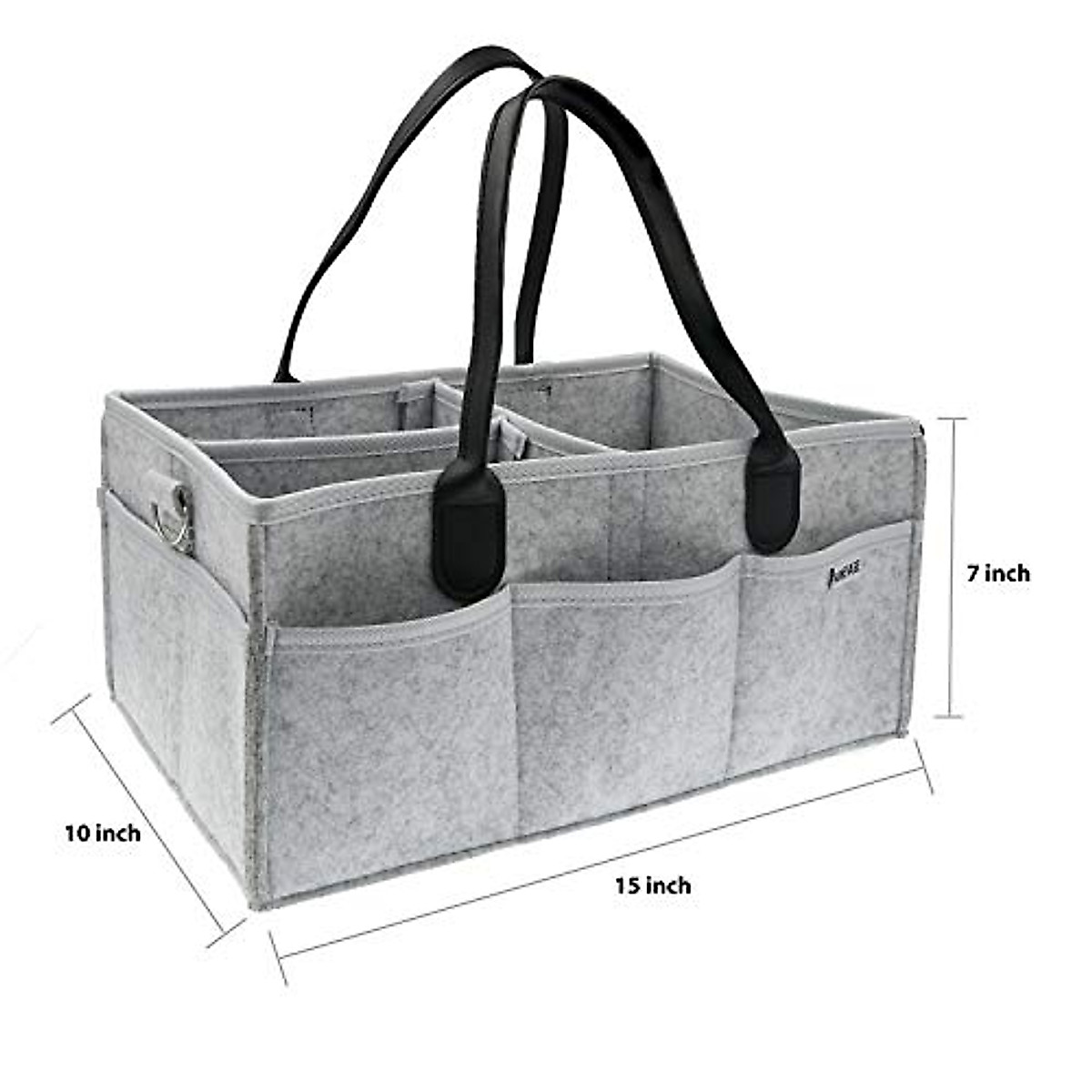 HOMEVAGE Diaper Caddy Caddies Organizer, Baby Cloth Diapering, Tote Bag, Nursery Storage Bin for Changing Table, Portable Car Travel Organizer (Light Grey)