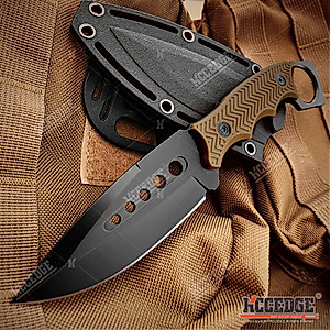 Tactical Knife Hunting Knife Survival Knife Fixed Blade Knife Razor Sharp Edge Camping Accessories Camping Gear Survival Kit Survival Gear Tactical Gear 80244 (Coyote Brown)