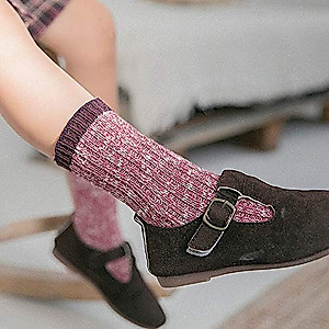 Baby Boys Girls Socks - 3 Pairs Toddler Thick Warm Seamless Chunky Knit Cotton Socks Kid Cotton Crew Socks (S(1-3Y), Girls)