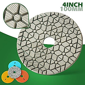 Diapro Super flexible Wet Polishing Pads 4 Inch Diamond Polishing Pads Three 3 Step Polishing Pads For Granite Marble Engineered Stone and other natural stone