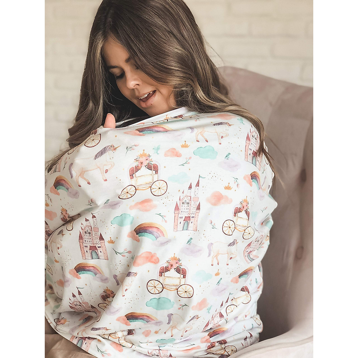 Baby Car Seat Cover Canopy and Nursing Cover Multi-Use Stretchy 5 in 1 Gift "Aussie" by Copper Pearl