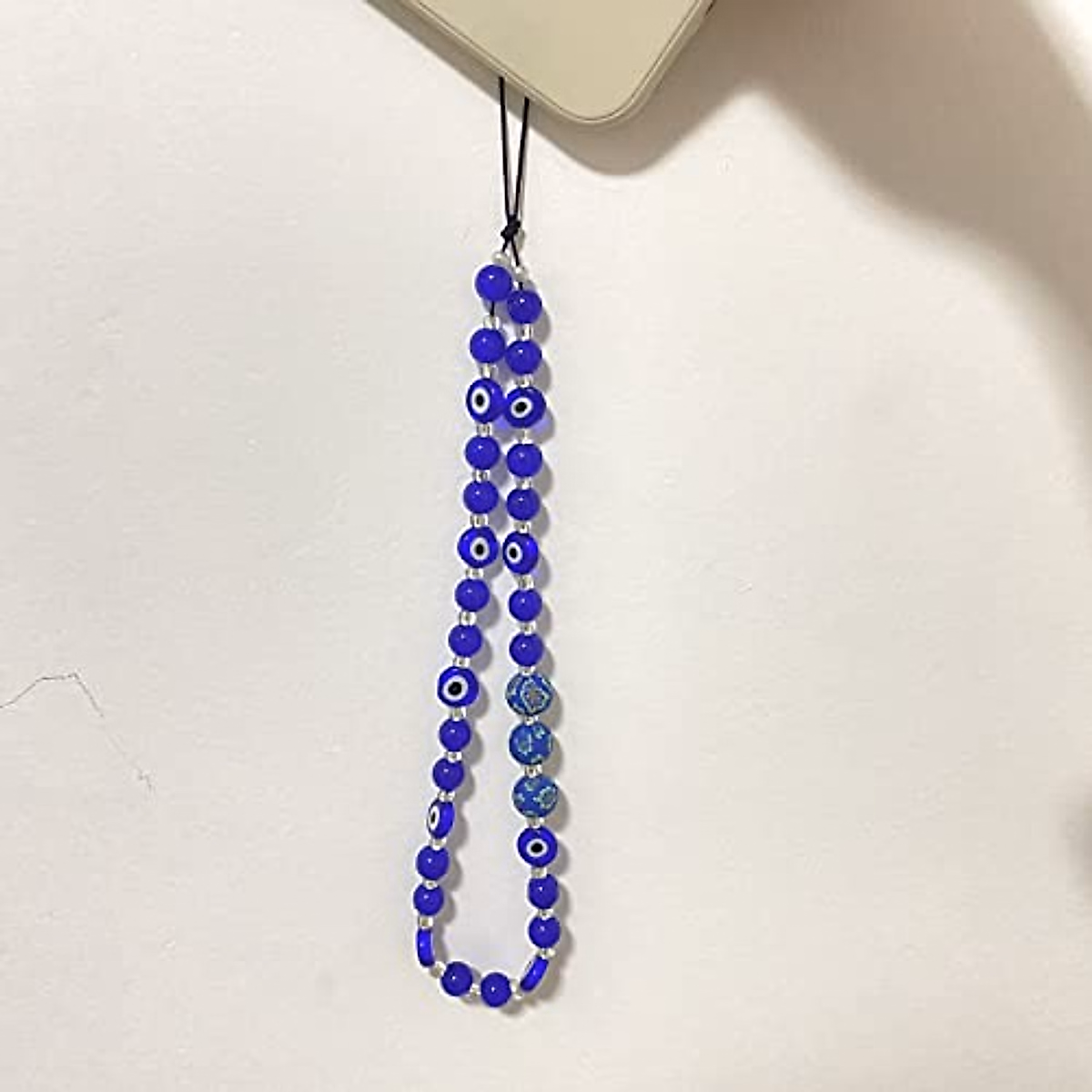 Beaded Phone Charm, Face Phone Lanyard Wrist Strap Gemstone Handmade Phone Chain Strap Keychain for Women Girls