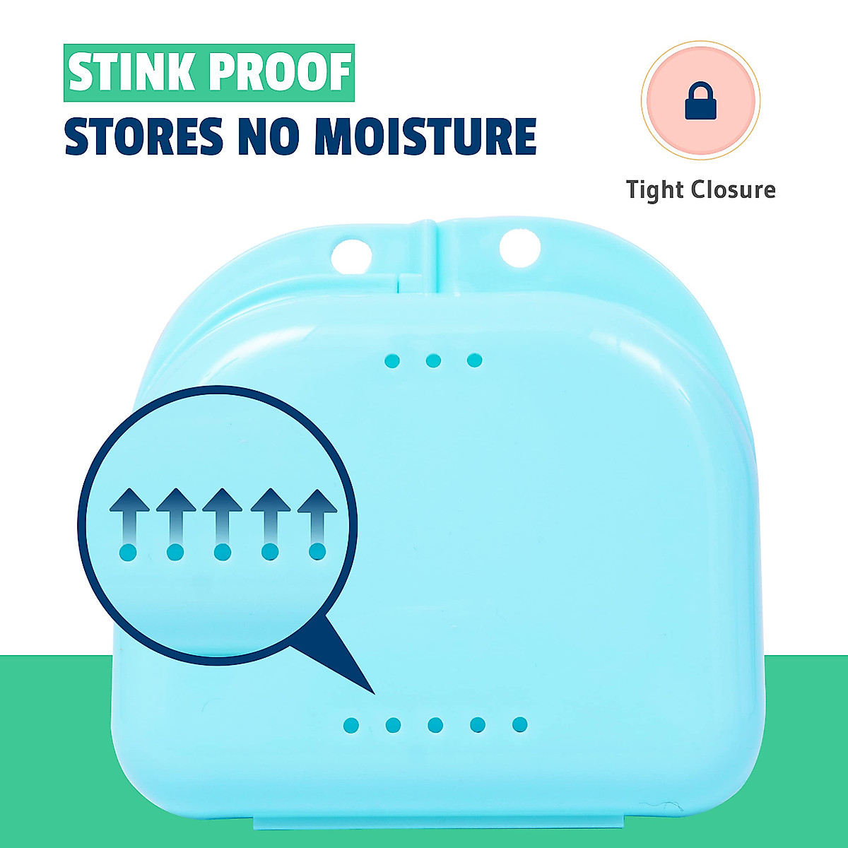 Orthodontic Retainer Case -2 Pack Night Mouth Guard Case Holder with Vent Holes - Cute Denture case with Tight Snap Lock-Durable Retainer Container case for Travel, Household & Office 3.14x3.14x1.1