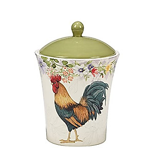 Certified International Floral Rooster 3 Piece Canister Set 54 oz, 72 oz, 104 oz, Multicolor