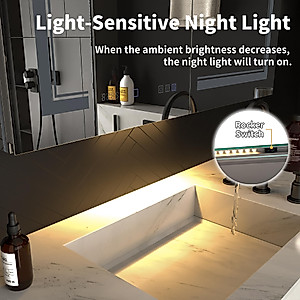 ExBrite 30 x 32 Lighted Medicine Cabinet with Mirror, Front&Backlit led Medicine Cabinet,Clock Temp Display,Defog,10x Magnifier,3 Colors Temper Dimmable,Surface or Recessed Mount,Door Wide Open