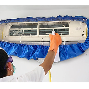 Waterproof Split Air Conditioner Cleaning Kits- Wall Mounted Air Conditioning Dust Washing Clean Cover with 9.2ft Water Pipe Support Plates Air Conditioner Service Bag for Household AC Units (Size L)