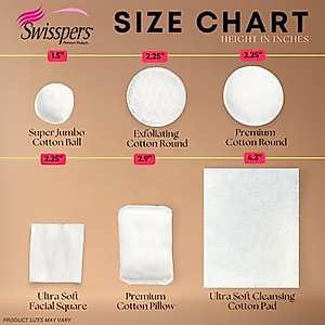 Swisspers Premium Facial Cleansing Pad, 100% Cotton, Ultra Soft, Extra Large, 50 White Pads per Reclosable Bag, 6 Bags (300 Pads Total)