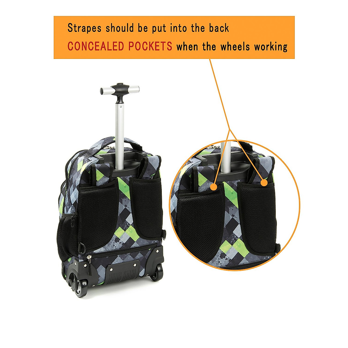 Tilami Rolling Backpack Armor Luggage School Travel Book Laptop 18 Inch Multifunction Wheeled Backpack for Kids and Students