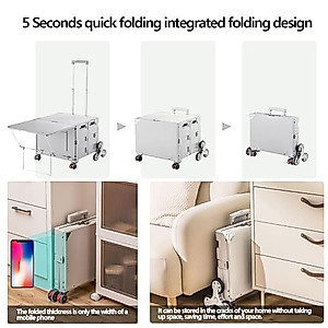 RINGGLO Collapsible Foldable Wagon Cart Outdoor Utility Wagon with Wheels, with Adjustable Push Pulling Handles,Big Wheels for Shopping, Picnic, Camping,Beige