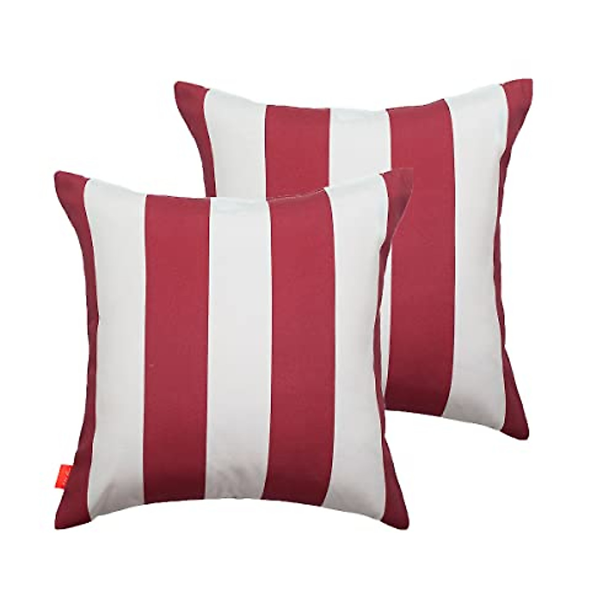 IN4 Care Set of 2 Outdoor Throw Pillow Covers, All Weather Decorative Throw Pillow Cover Cushion Case 17 Inch x 17 Inch, for Sofa Couch Patio Furniture Decoration-Red White