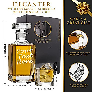 Personalized Glass Whiskey Decanter - Engraved With Your Custom Text