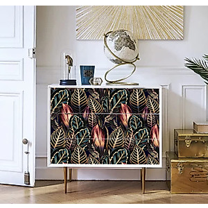 Luvdecor Peel and Stick Wallpaper Boho Bold Luxury Leaf Wallpaper Removable Wallpaper Boho Peel and Stick Floral Wallpaper for Bedroom Bathroom Stick On Wallpaper for Accent Wall Decor 17.7 * 118in