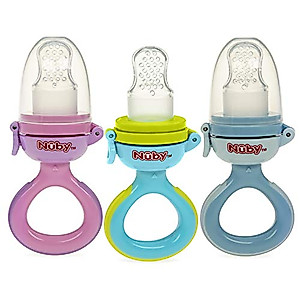 Nuby Twist N' Feed Infant First Foods Feeder with Hygienic Cover: 10M+, Colors May Vary, Multi