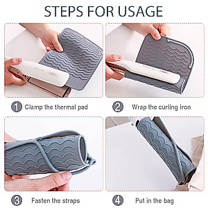 2 Pcs Heat Resistant Mat for Curling Iron Silicone Heat Resistant Pad Straightener Holder Flat Iron Mat Hair Styling Appliances Tools