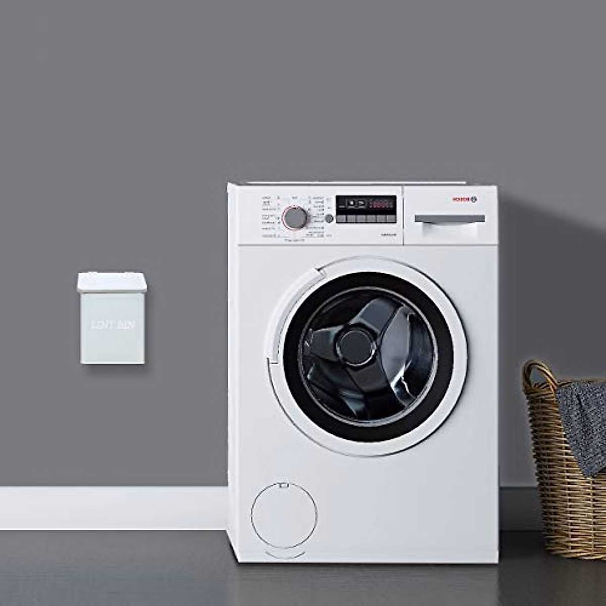 Farmhouse Metal Magnetic Lint Bin with Lid and Wall Mount for Space Saving and Lint Storage On Dryer, Washer and Laundry