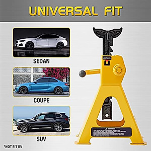 TONDA Jack Stands, 2 Ton 4,000 lb, Heavy Duty Steel Car Lifting Stand for Sedan SUV Coupe, Yellow, 1 Pair