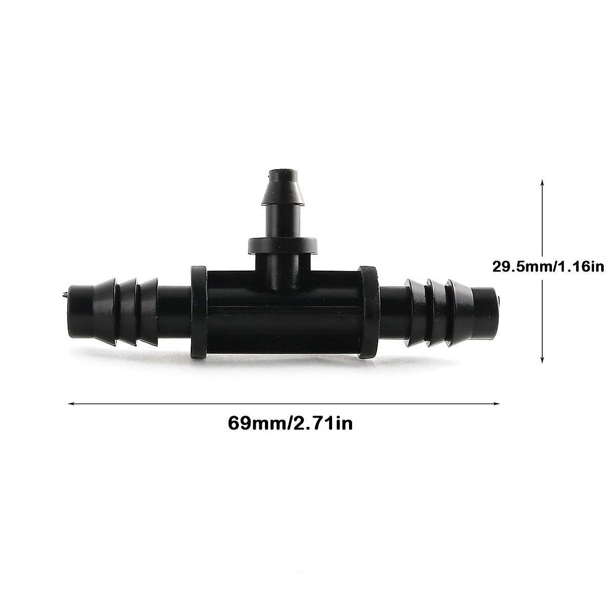 E-outstanding Tee Barbed Connector 10PCS Black 3/8 Inch to 1/4 Inch Greenhouse Drip Irrigation Water Splitter for 4 mm Drip Hose