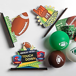 Hillicon 2023 Football Table Centerpieces 3 Pcs Wooden Football Centerpiece for Table, Super Bowl Party Decorations Tabletop Centerpiece Wooden Ornaments for Football Party Supplies (Style A)