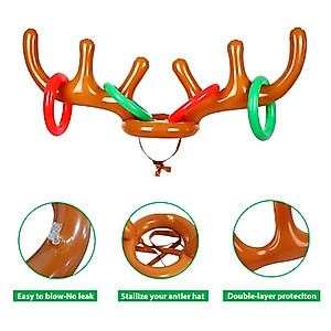 2 Sets Inflatable Reindeer Antler Ring Toss Game,Reindeer Antler Throwing Games, Family Interactive Christmas Party Games, Children's, Suitable for Outdoor and Indoor Christmas Family Games