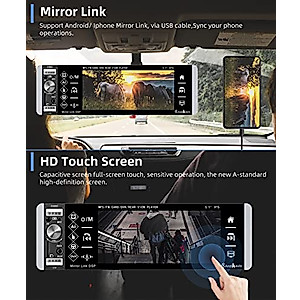 Single Din Car Stereo Support Apple Carplay Android Auto, Podofo 5.1'' IPS Touchscreen Car Radio Video Music Player Bluetooth Audio AUX/USB/FM Voice Assistant Steering Wheel Control Backup Camera