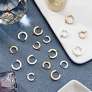 arricraft 16 Pcs 2 Colors Huggie Hoop Earrings Findings, Stainless Steel Leverback Earwires Findings with Open Loop Rings Earrings Components for DIY Earrings Jewelry Making