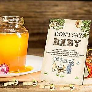 Winnie Baby Shower Decorations-Baby Shower Games-Baby Shwoer Party Decor-Baby Shower Table Sign Centerpieces-Dont Say Baby Shower Games Pooh Birthday Supplies Party Decorations