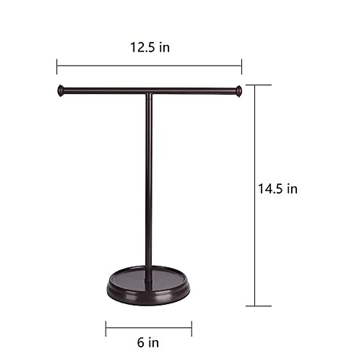 ALUCSET 2 Pack Metal Modern Hand Towel Holder Rack Stand with Base for Bathroom Kitchen Vanity Countertops to Display and Store Small Towels or Washcloths (Coffee, Set of 2)