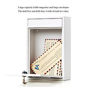 Locking Mailboxes Wall Mounted Vertical – Jssmst Key Lock Mail Box Medium Capacity Galvanized Steel Cover Rust-Proof Metal Post Box, 12.6 x 8.5 x 3.4 Inch, White，SM-0604L