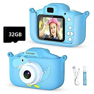 Cocopa Kids Camera Toys for 3-12 Years Old Boys Girls,HD Digital Video Cameras for Kids with Protective Silicone Cover,Christmas Birthday Gifts for 3 4 5 6 7 8 Year Old Boys with 32GB SD Card(Blue)