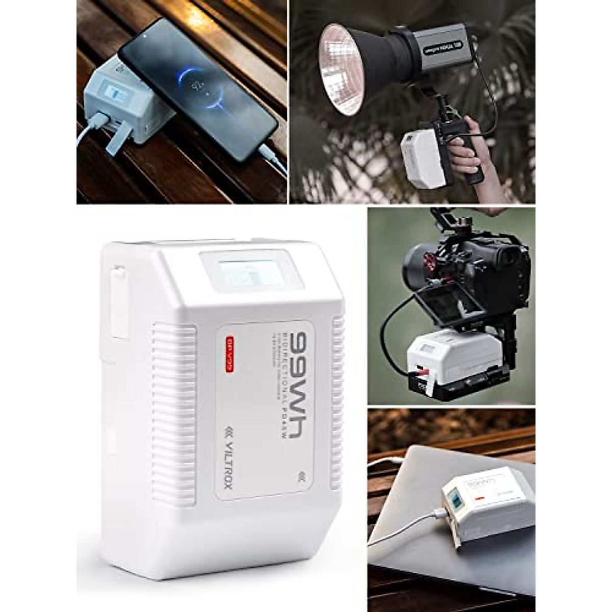 VILTROX V Mount Battery, 99Wh 14.8V Mini V-Lock Battery with D-TAP Type-A Type-C OLED Screen for Broadcast Video Camcorder, Camera, Monitor, Filmmaker