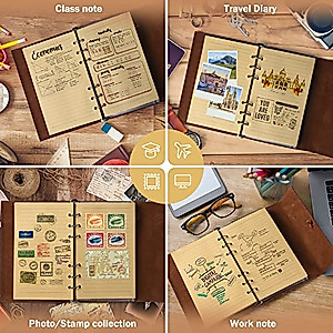 Leather Journal, Leather Notebook, Travel Journal for Women Men, Vintage Journal for Writing, Lined Pages Refillable Notebook, 6 Ring Binder A6 Diary with Pockets, Leather Gift for Traveler, 3pcs