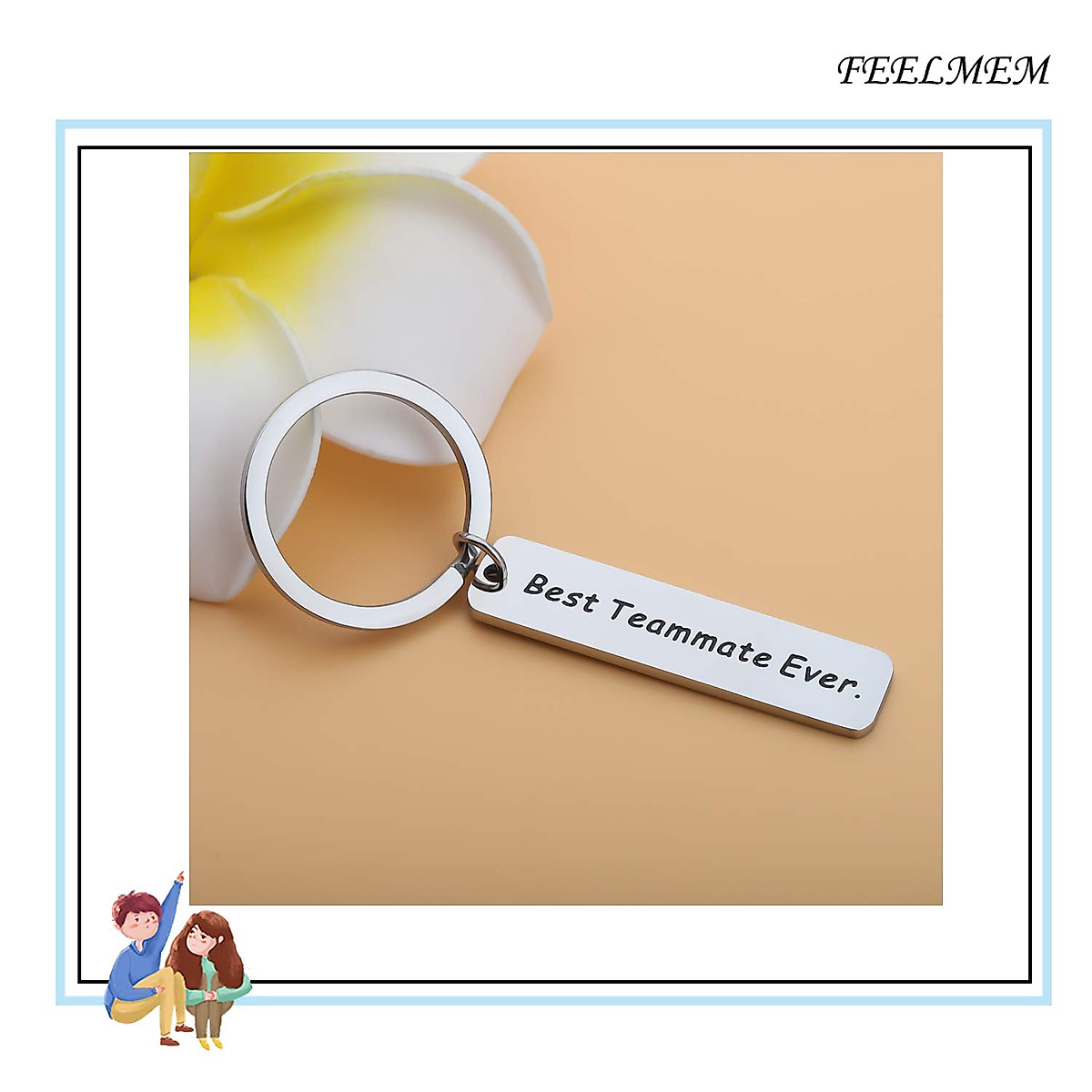 FEELMEM Teammate Gift Team Player Gift Sports Gifts Best Teammate Ever Keychain Football Basketball Baseball Swimming Soccer Team Gift Teammate Keyring Gift (silver)
