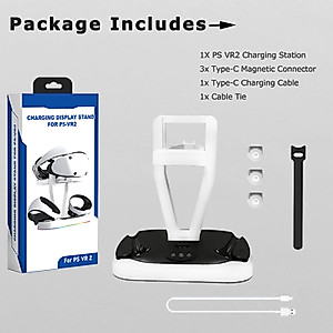 PS VR2 Charging Station Magnetic Charging Base for PS VR2 Headset Holder Storage Rack PS VR2 Controller Charging Dock Stand with RGB Color Light