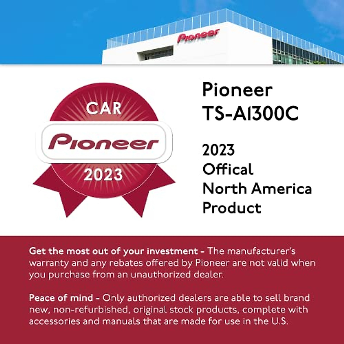 PIONEER TS-A1300C A Series 5-1/4" 300 W Max Power, Carbon/Mica-Reinforced IMPP Cone, 20mm PI Tweeter - Component Speakers (Pair)