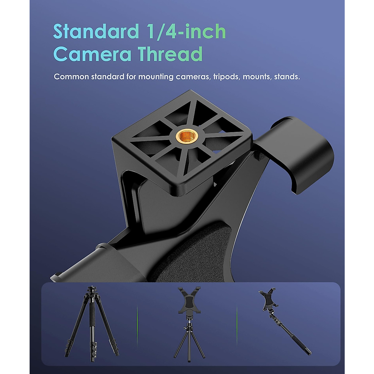 6amLifestyle iPad Tripod Mount Adapter with 360° Rotatable Ball Head, iPad Holder for Tripod, Fits 5” to 7.9” Tablets for Video Recording, Compatible with iPad Mini, Air, Pro 9.7/10.5/11