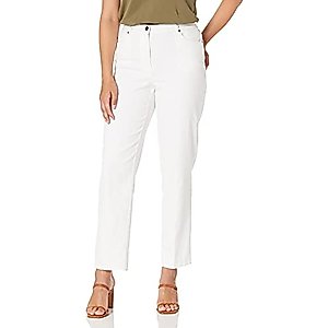 Ruby Rd. Women's Classic Flat Front Denim Jean, White, 16