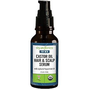 Sky Organics Men's Organic Castor Oil Hair & Scalp Serum for Hair, USDA Certified Organic to Moisturize, Support & Condition, 4 fl. Oz